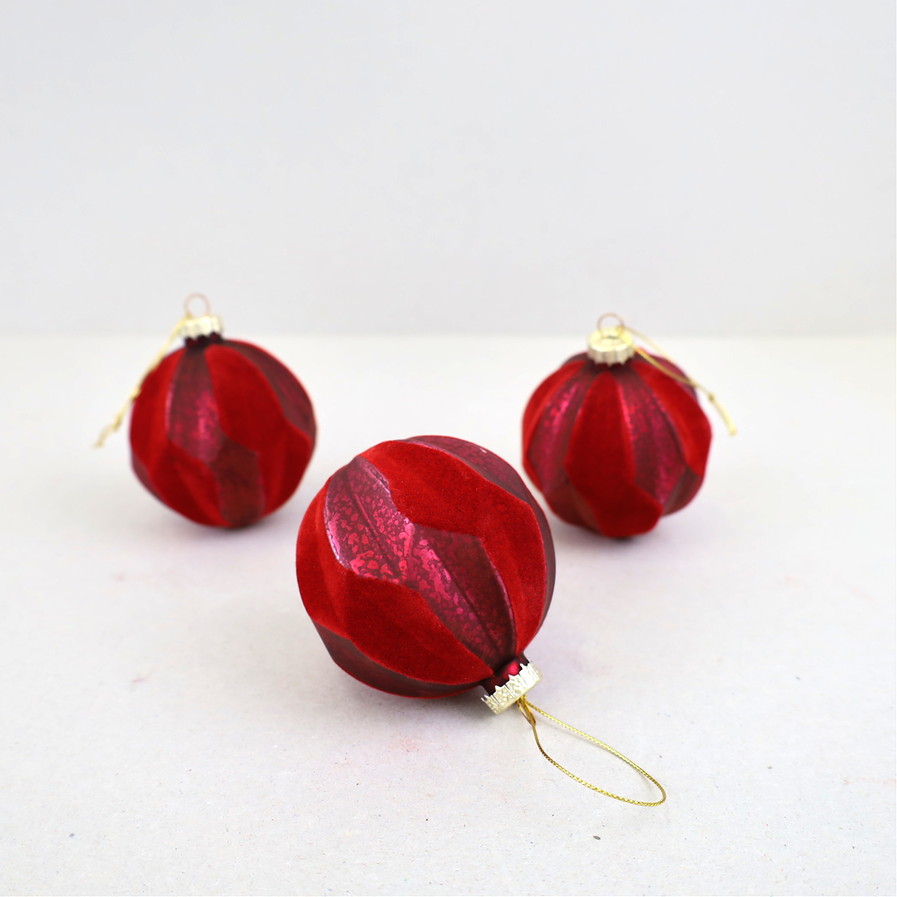 Staklene kuglice 8cm/3kom t.crvena/wine - Dobar partner